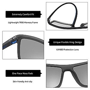 ZENOTTIC Polarized Sunglasses for Men Lightweight TR90 Frame UV400 Protection Square Sun Glasses
