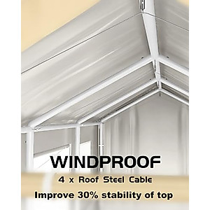 10'x20' Carport Windproof, Anti-High Wind Portable Garage, Reinforced Frames & 180 g PE Carport Canopy, with Front & Rear Doors, Shelter for Pickup, Boat, and Equipment, Khaki