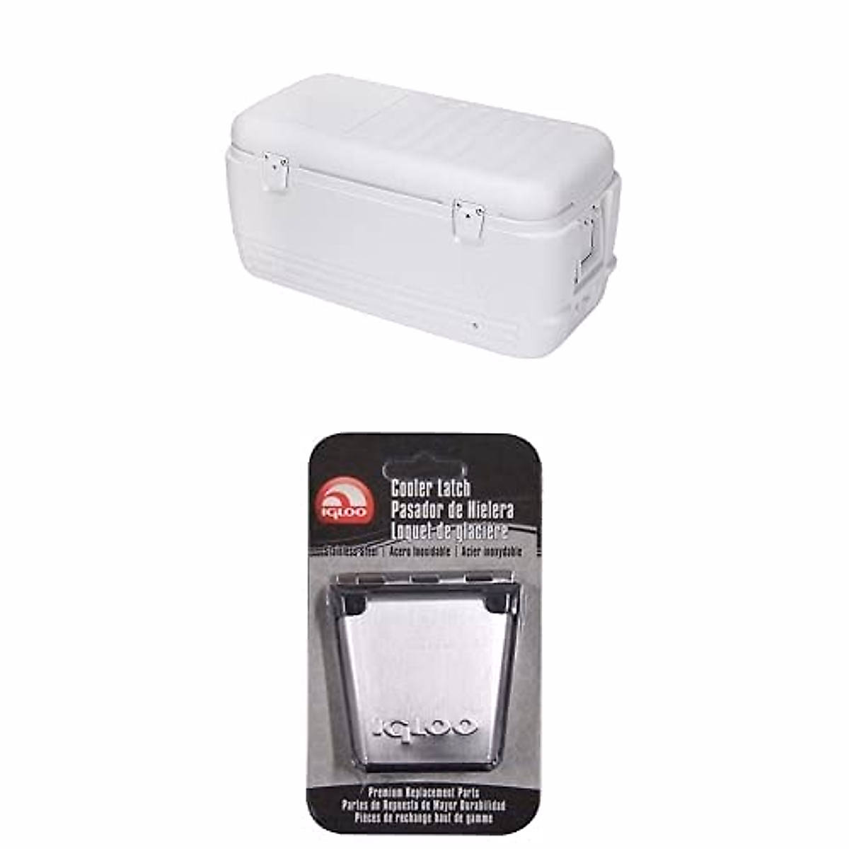 Bundle of Igloo Large Portable Commercially Insulated Polar Ice Chest Cooler + Igloo Stainless Steel Cooler Latch