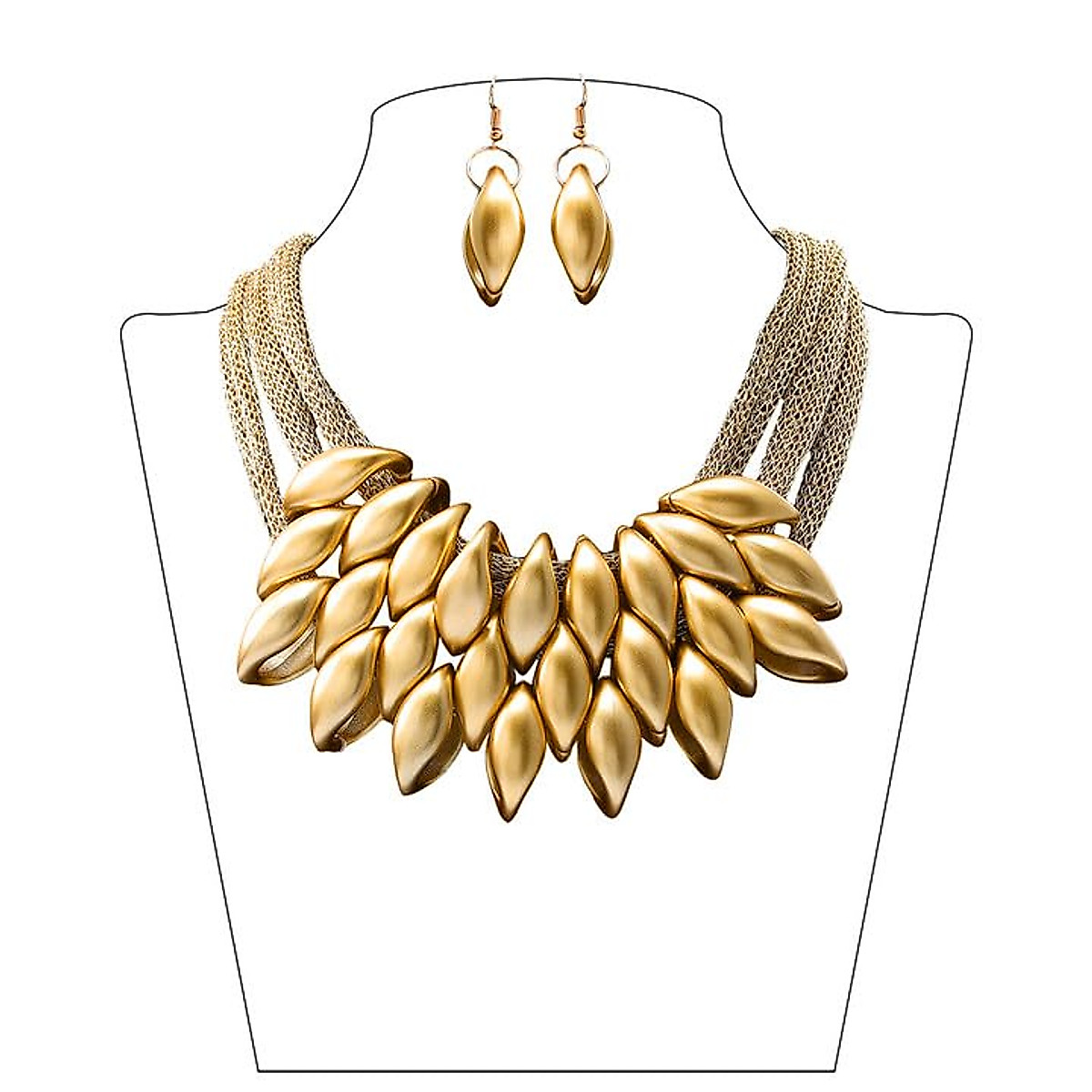 Barode African Bib Choker Necklaces Gold Statement Necklace Collar Chunky Choker National Tribal Necklace Jewelry for Women(Gold)