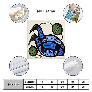 Norval Morrisseau Prints Blue Loons Poster Print Photo Art Painting Canvas Poster Home Decorative Bedroom Modern Decor Posters Gifts 24x24inch(60x60cm)