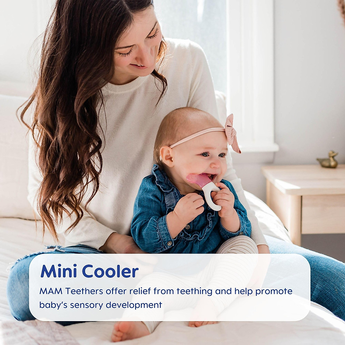 MAM Mini Cooler Teether with Clip Baby Teether, Cooling Mechanism Soothes Sore Gums, Relieves Teething Symptoms in Babies 2+ Months, 1 Pack, 2+ Months, Boy