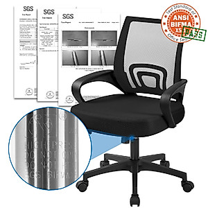 Topeakmart Executive Desk Chair Ergonomic Office Chair Swivel Mesh Back Task Computer Chair with Adjustable Height Armrest for Home Office Conference and Study Room, Black