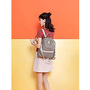 Mn&Sue Waterproof Nylon Casual Backpack Purse for Women School Shoulder Bag Rucksack Ladies Travel bags (Style B Beige)