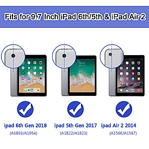 OKP Case for iPad 6th Generation/iPad 5th Generation/iPad 9.7 inch/iPad Air 2, Shockproof Case for iPad 9.7 inch 2018/2017 with Kickstand, Black+Blue