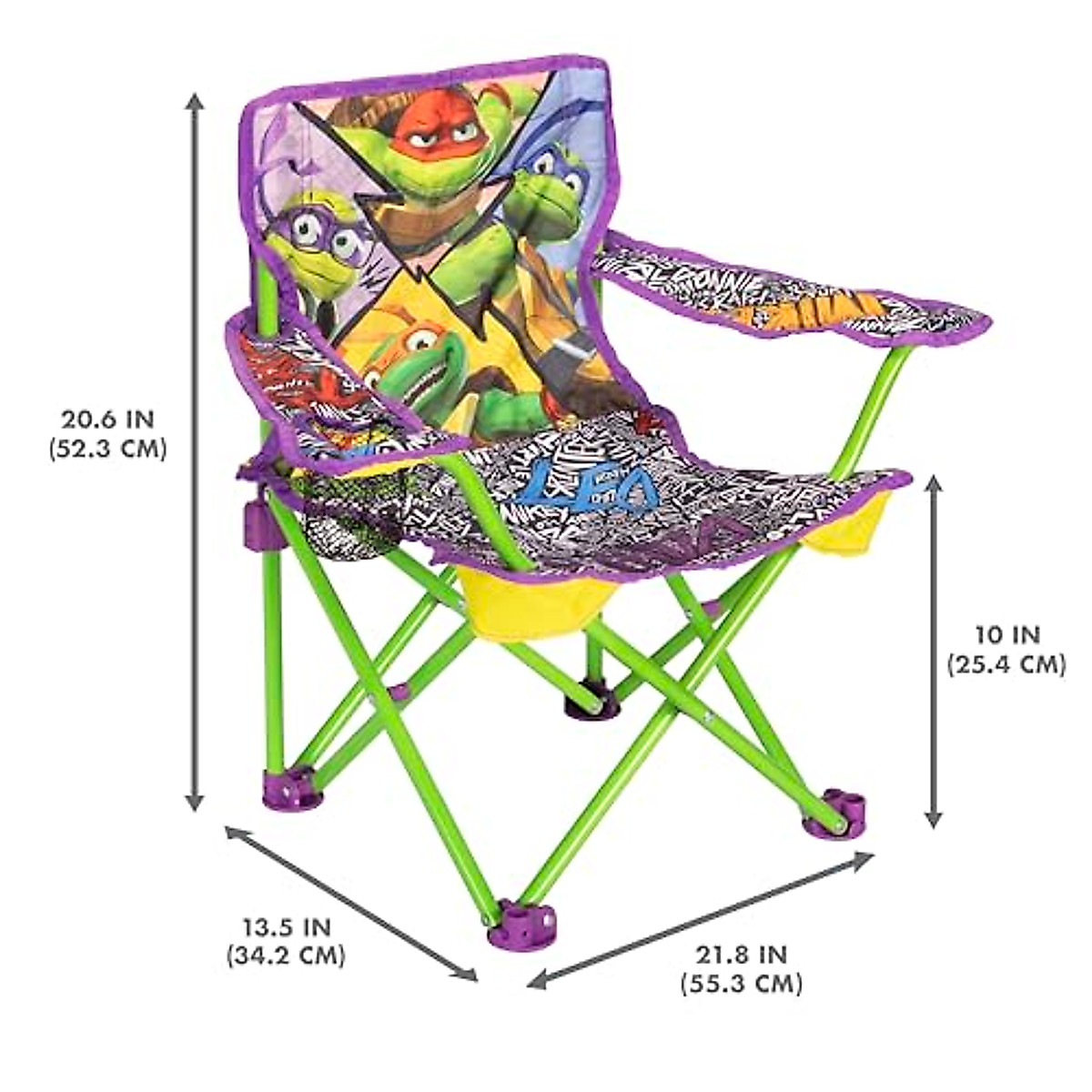 Teenage Mutant Ninja Turtles Kids Chair Foldable for Camping, TMNT Sports or Patio with Carry Bag, Toddlers 24M+