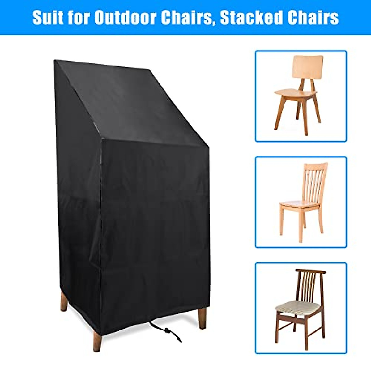 Outdoor Patio Chair Cover 2 Pack, Luxiv Large Waterproof Garden Chairs Covers for Deep 25"L x 25"W x 51”H Outdoor Stacked Chairs Covers with Storage Bag