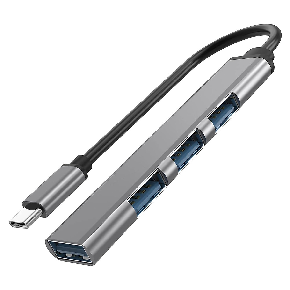 MIUOLV USB 3.0 Hub, Type C 4-Port Adapter and 4-in-1 Docking Station, UltraSlim SuperSpeed 5Gbps Aluminum for MacBook Pro 2021/ Air 2020/2019/2018 Ipad Pro Surface Pro Flash Drive Mobile HDD (Grey)