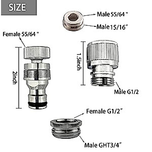 Dishwasher,washer Snap Coupling Adapter,shower hose, garden hose(3/4GHT) quick connection, for Bathroom/kitchen,sink to hose adapter Faucet Hose Adapter,Sink Quick-fit Attachment (Quick-Connect)