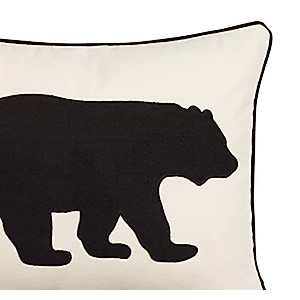 Eddie Bauer Home Throw Pillow with Zipper Closure, Perfect Home Decor for Bed or Sofa, 16" x 20", Bear Twill Black