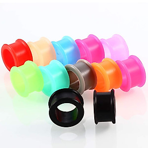 CABBE KALLO 12Pairs Silicone Tunnels Ear Gauges Kit 6G-22mm Double Flared Saddle Expander for Women Men Body Piercing Jewelry Gauge, 0g(8mm)