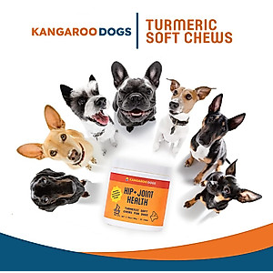 Kangaroo Dogs Hip + Joint Health Turmeric Soft Chews - Dog Supplement Made with Organic Turmeric - Supports Mobility, Immune System, Heart Health, May Reduce Joint Pain & Inflammation - 35 Treats