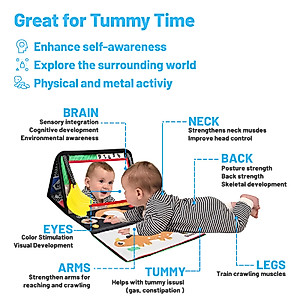 Baby Mirror Toys for Tummy Time,Newborn,Infant 0-3-4-6-12 Months Old Gift,Boy/Girl Brain Developmental Montessori Sensory Crinkle Black and White Book.Essential Activity Safe Mirror for Floor,Crib,Car