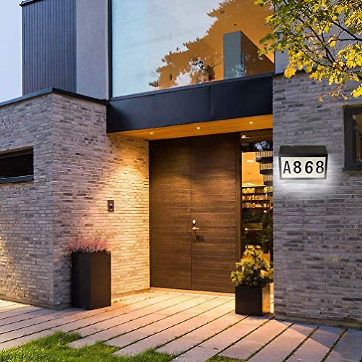 OSALADI Solar Lights Outdoor Metal Sign House Numbers Solar Powered Address Sign Set Lighted Address Sign Lamp for Home Street Garden Doorplate Black Outdoor Sign Outside Solar Lights