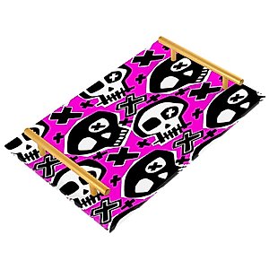 Gredecor Vanity Tray for Bathroom Counter Skull Funky Graffiti Style Decorative Kitchen Coffee Trays Acrylic Jewelry Perfume Makeup Organizer Tray Holder, Rectangle 7.87" x 11.8"