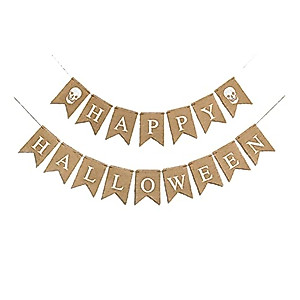 Halloween Decorations,Halloween Banner Halloween Burlap Multicolored Design Pumpkin Witch Bunting Banners for Halloween Party Decoration 1Set
