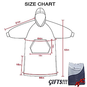 Jezero Wearable Blanket Hoodie Oversized, Flannel Sherpa Fleece Blanket Sweatshirt for Adults Women Men with Hood, Belt, Pocket & Sleeves, One Size Fits All