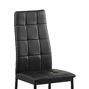 YISH W117094363 PU Leather Armless Side Set of 4 with Metal Legs, Cushioned Seat Accent Chair with Backrest for Dining Living Room Kitchen Lounge, Black