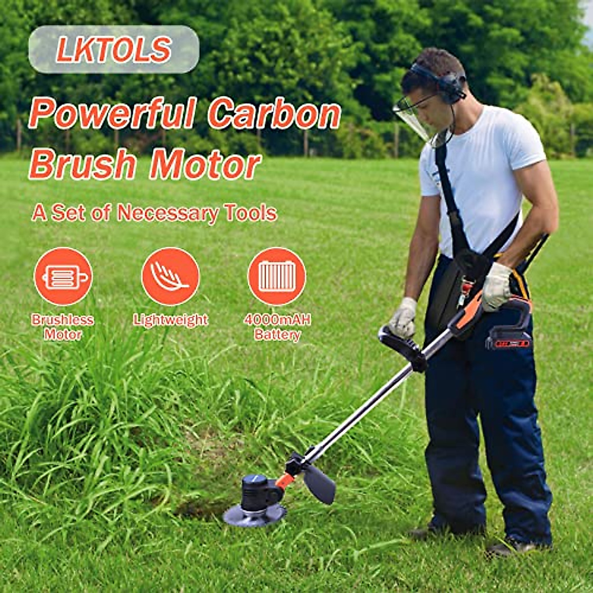 Electric Weed Wacker Cordless 36v 4.0 Ah Weed Eater Battery Powered with 2 Battery and Charger Brush Cutter,Lightweight Trimmers Edger Lawn Tool Grass