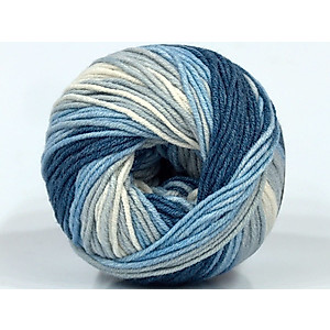 Lot of 8 Skeins Ice Yarns Alara Batik (50% Cotton) Yarn Blue Shades Light Grey Light Cream