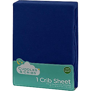 Cuddles & Cribs 100% Cotton Jersey Fitted Crib Sheet - 1 Pack, Denim