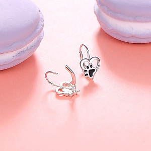 925 Sterling Silver Forever Love Puppy Paw Drop Lever Back Earrings for Women Girlfriend Gift