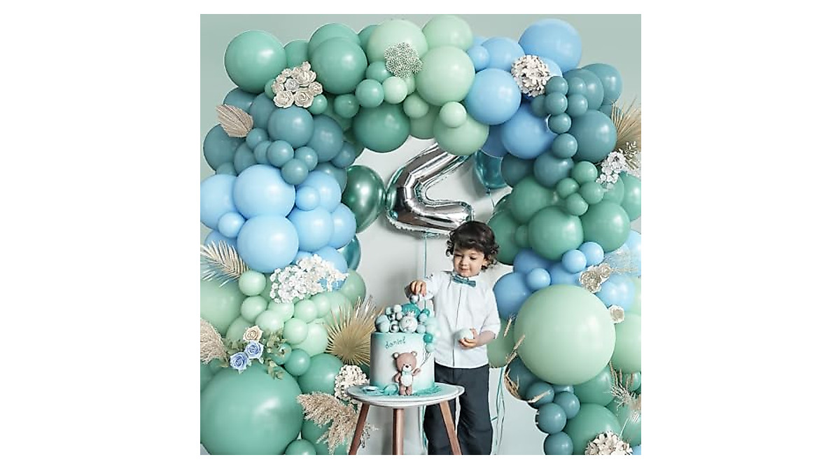 Dusty Blue and Green Balloon Arch Kit - Perfect Party Decor