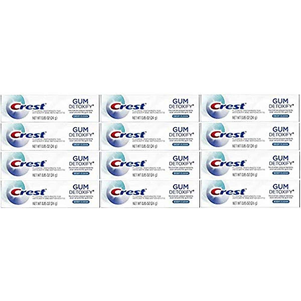 Crest Gum Detoxify Toothpaste, Deep Clean, Travel Size, 0.85 oz (24g) - Pack of 12