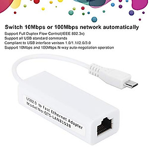 Ethernet Adapter Network Card Adapter High Speed Efficient 10/100Mbps Network Adapter Compatible with Raspberry Pi Zero