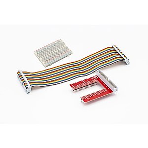 VGE Raspberry PI GPIO Breakout U-Type Expansion Board, Assembled + Ribbon Cable + Mini Bread Board, 40-pin Flat Ribbon Cable for Raspberry Pi 4, 3, 2, B and B+ (U-Type Breakout + Mini Bread Board)