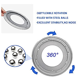 12-Inch Heavy Duty Lazy Susan Hardware, 6.3/16'' Thick Rotating Bearing Plate with 1000lbs Capacity, Lazy Susan Turntable Bearing for 360 Degree Rotating Table, Serving Tray