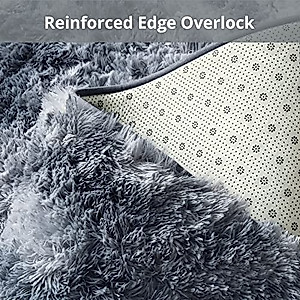 ROCYJULIN Small Area Rug 3x5 for Bedroom, Thickened Throw Rugs for Living Room, Ultra Soft Non-Slip Shag Fuzzy Carpets for Boys, Girls, Grey