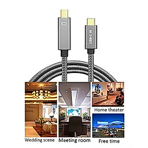 USB C to Mini DisplayPort Cable, Thunderbolt 3 Cable to USB C Cable [NOT Thunderbolt 2] for MacBook Pro/Air 2020-2016, Surface Book2, Galaxy S21/9/10/20