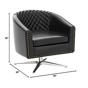 HOMHUM Swivel Accent Chair Set of 2, Faux Leather Barrel Chair, Accent Armchair with Soft Padded and Metal Base, Mid Century Modern Chair for Living Room, Bedroom and Office (Brown)