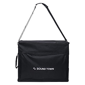 Sound Town Portable 4U Rack Bag, Soft Rack Case with 14" Rackable Depth, Plywood Rack Frame, Shoulder Strap, Accessory Pocket (STRB-416B)