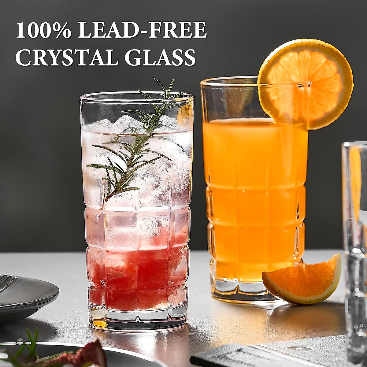 Bulk Drinking Glasses Set of 12, Clear Glass Cups, Mixed Glassware Sets, 15 OZ Large Highball Water Glasses & 11 OZ Rock Glasses, Tumbler Drinkware Kitchen for Cocktail Iced Coffee Beer Tea Whiskey