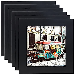 5x5 Black Picture Frames Square Classic Natural Wood 6 Pack for Wall Mounting and Tabletop Display