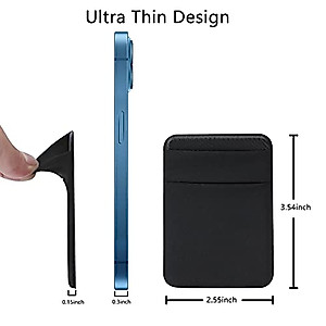 YesDoes Magnetic Phone Card Holder,Compatible with MagSafe,Stretchy Lycra Double Pocket Wallet,Credit ID Card Cash Pouch,Mag Safe Phone Sleeve Case,Design for iPhone 14,13,12,Plus,Pro,Pro Max Black