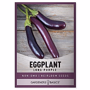 Eggplant Seeds for Planting - (Long Purple) is A Great Heirloom, Non-GMO Vegetable Variety- 500 mg Seeds Great for Outdoor Spring, Winter and Fall Gardening by Gardeners Basics