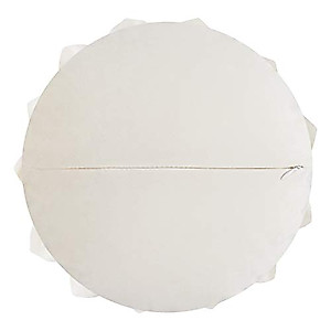 OiseauVoler Decorative Throw Pillow 3D Flower Round Pillow Accent Handmade Cushion with Insert for Couch Bed Home Decor 12 Inch Cream White