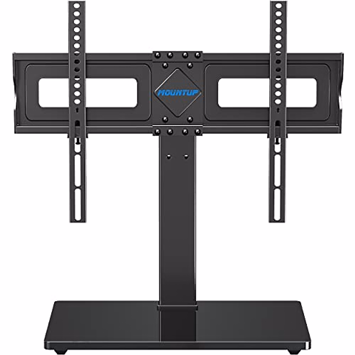 MOUNTUP Universal TV Stand, Table Top TV Stands for 37 to 65, 70 Inch Flat Screen TVs - Height Adjustable, Tilt, Swivel TV Mount with Tempered Glass Base Holds up to 88 lbs, Max VESA 600x400mm MU0031