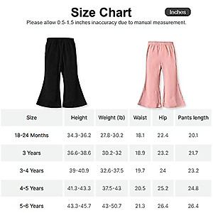 PATPAT Toddler Girl Ribbed Bell Bottom Flare Pants Solid Color Casual Elastic Waist Wide Leggings Trousers 2 Years Apricot