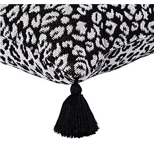 Textured Woven Animal Pattern Square Throw Pillow Black/Cream