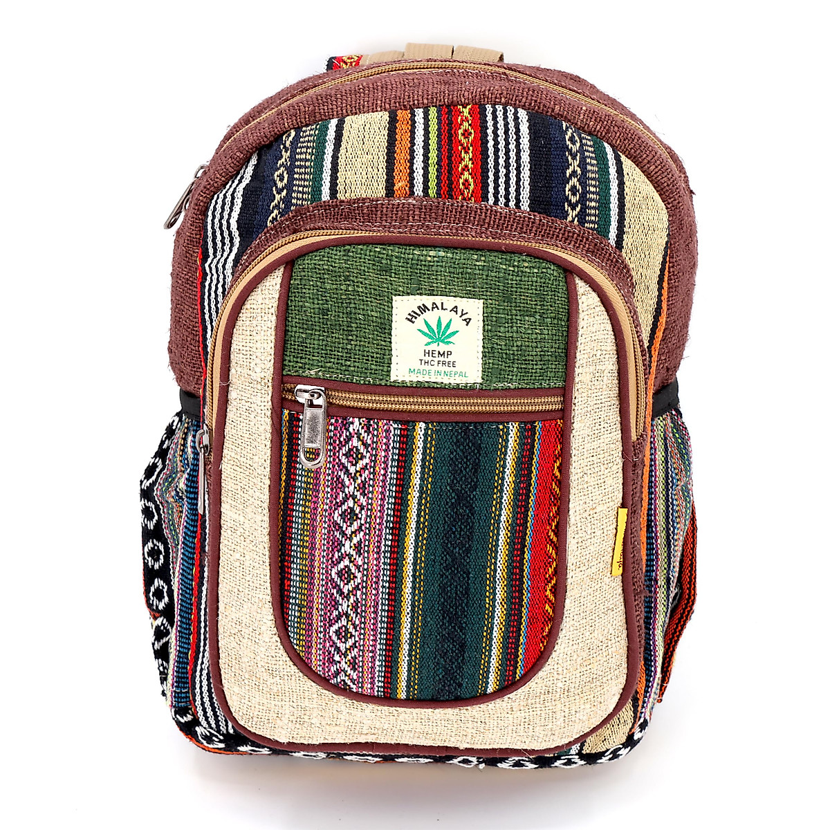 Unique design Himalaya Hemp Hippie Backpack Festival Backpack Hiking Backpack FAIR TRADE Handmade with Love. (BROWN)