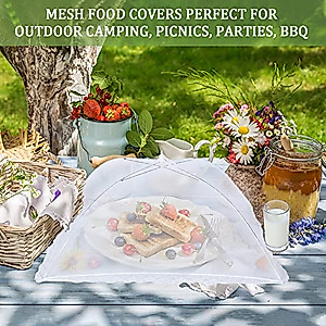 ZMCINER 7 Pack Food Tents Food Covers for Outdoors Mesh Screen Include 1 Extra Large (40"X 24") & 6 Standard (17"X 17") Collapsible and Reusable Mesh Food Covers for Outside, BBQ Party Supplies, Fruit Cover
