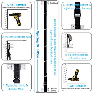 Brebebe Multi Point Wall Anchor Strap for Resistance Bands Exercises, Door Anchor Strap Loops with 5 Metal D-rings, Wall Anchor Tracks Home Gym Fitness System, Simple & Effective (No Resistance Bands)