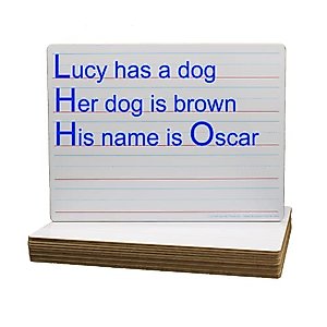 Flipside Two-Sided Red and Blue Ruled Dry Erase Board, 12 x 9, Ruled White Front/Unruled White Back, 12/Pack