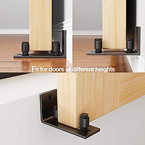 ZEKOO Barn Door Floor Guide,Flush Design Bottom Flat Floor Guide,Adjustable Wall Mount Stay Roller Black Barn Door Stopper for Pocket Closet Barn Doors
