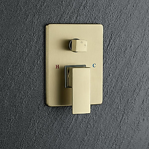 JOYWELL Shower Faucet Brushed Gold Shower Fixtures 8 Inches Rain Shower and Handheld Shower Combo set,2-Function Shower System Included Shower Trim Kit