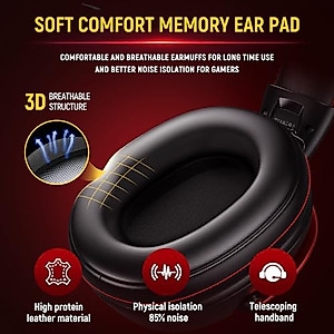 Ozeino Wireless Gaming Headset for PS5 PS4 PC Laptop -7.1 Surround Sound, Detachable Noise-Canceling Mic, 33H Playtime, 50mm Driver PS5 Headset